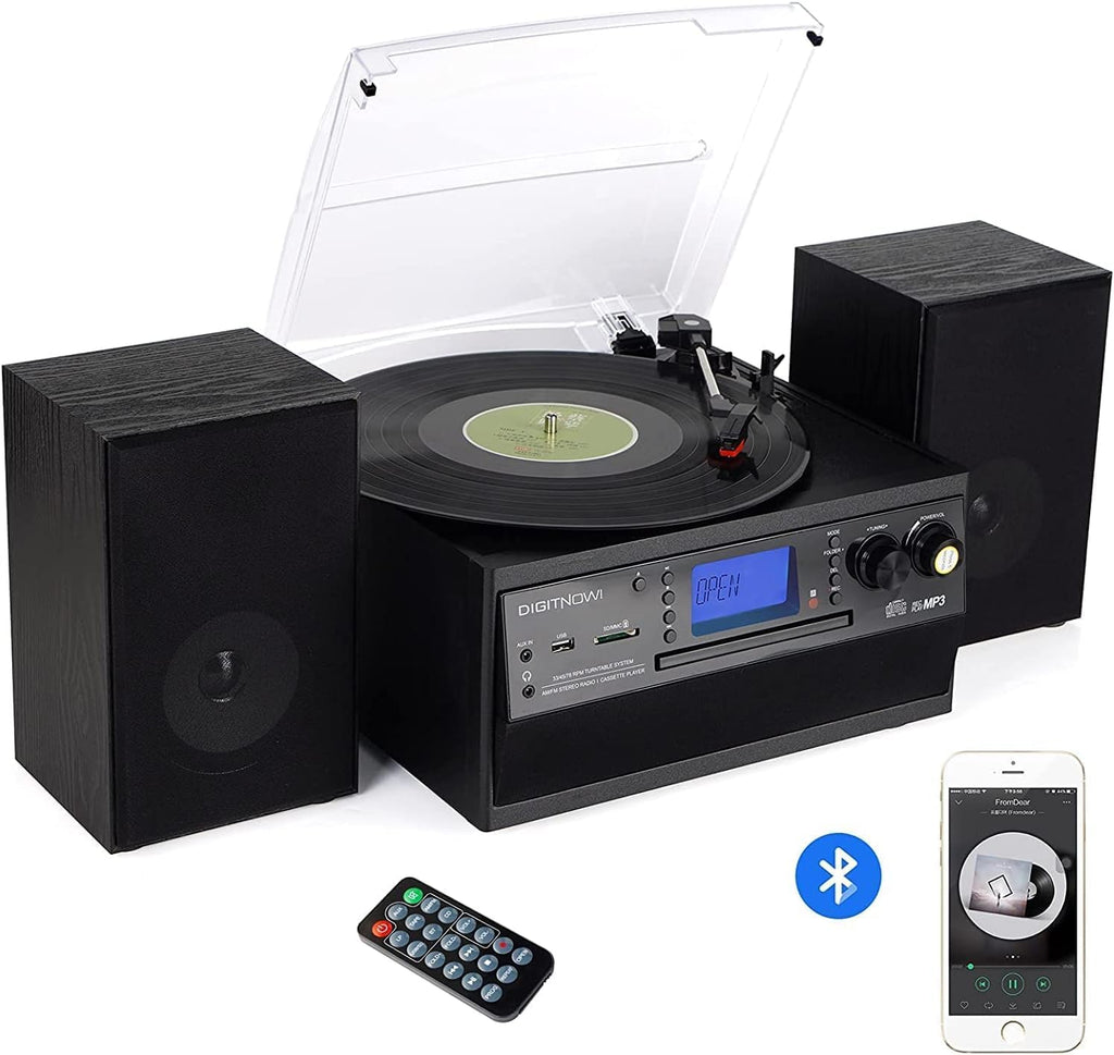 Bluetooth Record Player Turntable with Stereo Speaker, LP Vinyl to MP3 ...