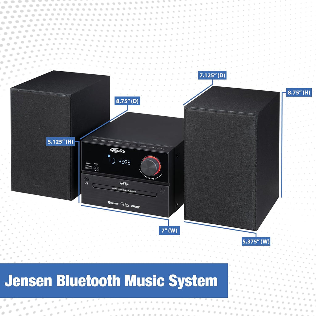 Jensen Professional JBS-500 Modern Bluetooth Wireless Stereo Music ...