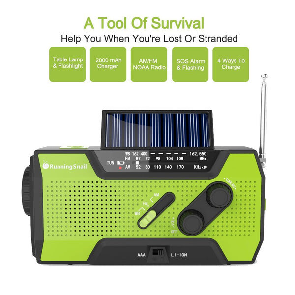 RunningSnail Solar Crank NOAA Weather Emergency Radio