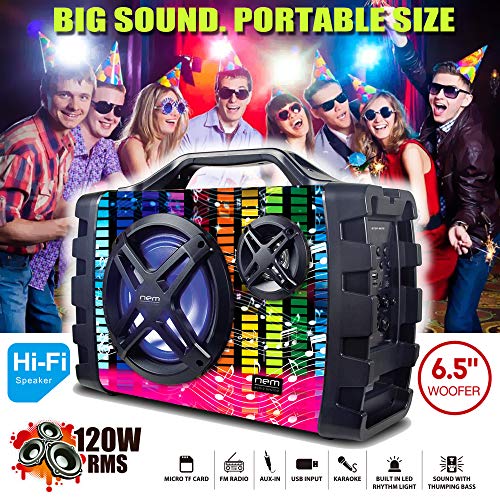 Mobi7e High Performance Boombox with Bluetooth, NFC, USB Recording, LED ...